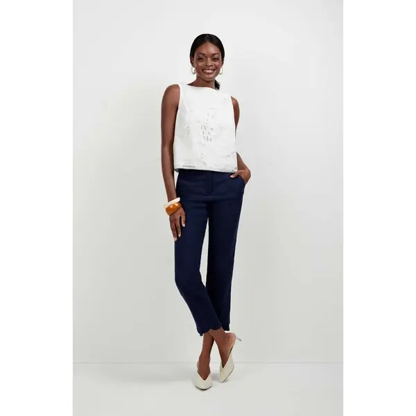 Trina Turk Alessandra Cropped Cotton Eyelet Top - Whitewash