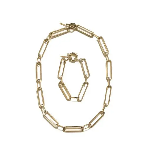 OUTOFOFFICE Paperclip Chain Necklace And Bracelet Set - Gold