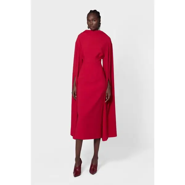 ROKSANDA Nour Crepe Caped Midi Dress - Amaranthus