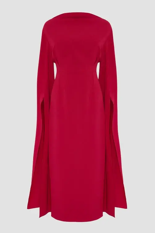 ROKSANDA Nour Crepe Caped Midi Dress - Amaranthus