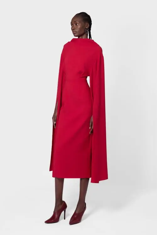 ROKSANDA Nour Crepe Caped Midi Dress - Amaranthus