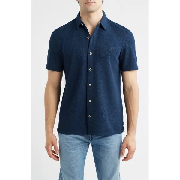 Johnston & Murphy Linden Textured Short Sleeve Button-up Shirt