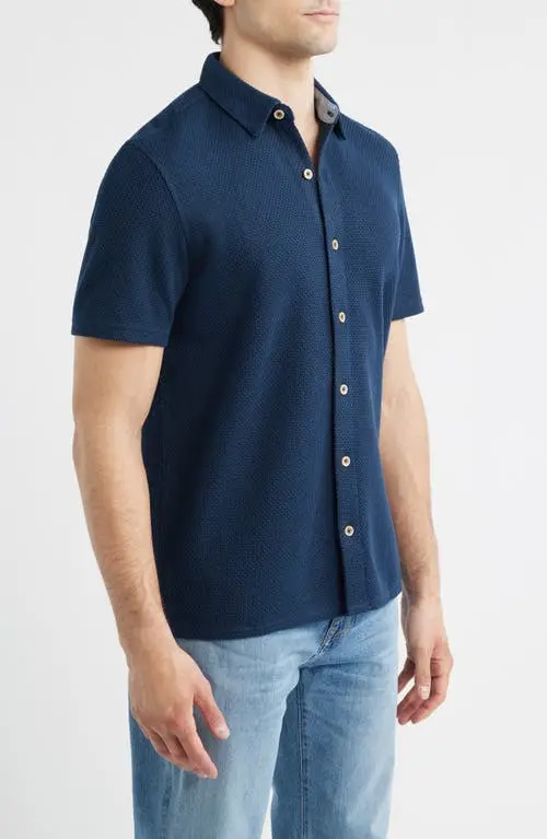 Johnston & Murphy Linden Textured Short Sleeve Button-up Shirt