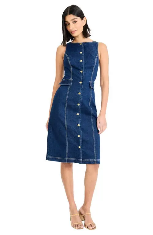 Maggy London Sleeveless Denim Sheath Dress