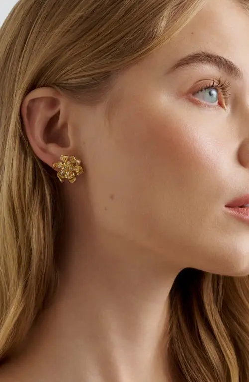 Ted Baker London Furled Flower Stud Earrings - Metallic Gold