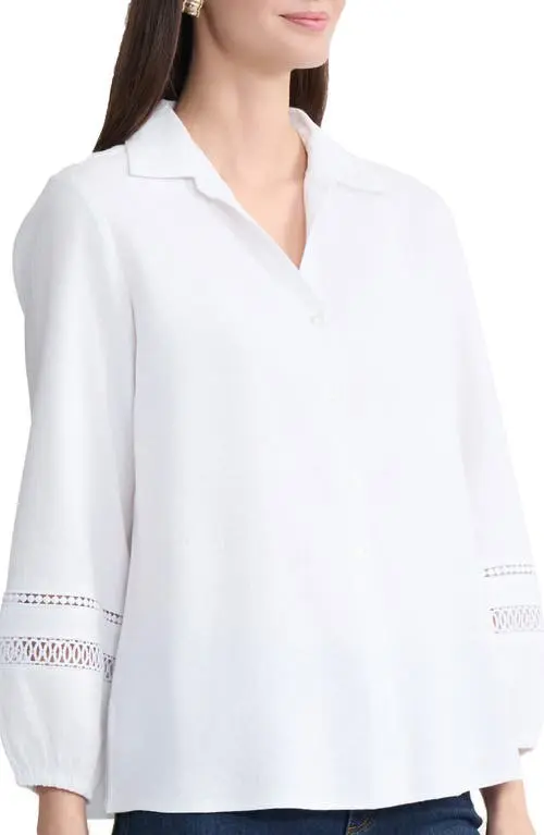 Jones New York Openwork Trim Button-up Shirt