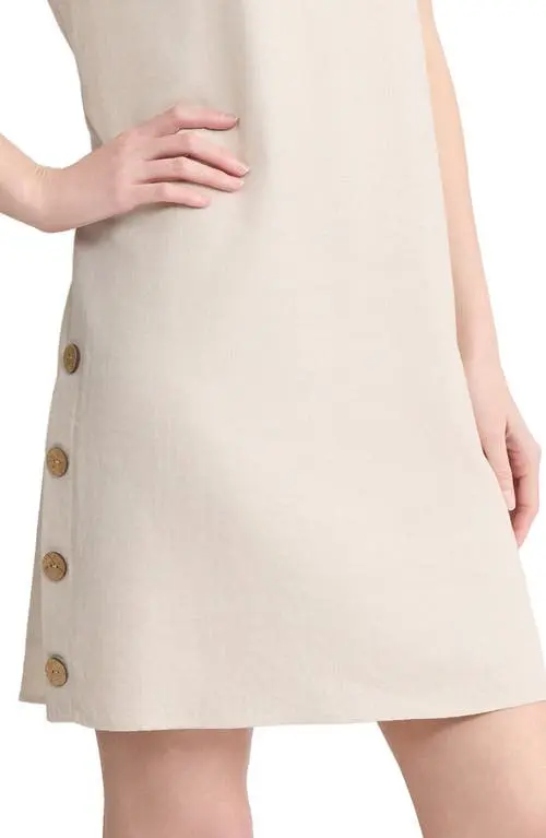 Jones New York Side Button Linen Blend Shift Dress