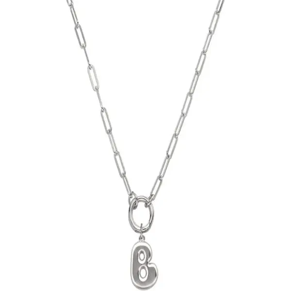 OAK & LUNA Sterling Silver Initial Pendant Necklace - Letter B