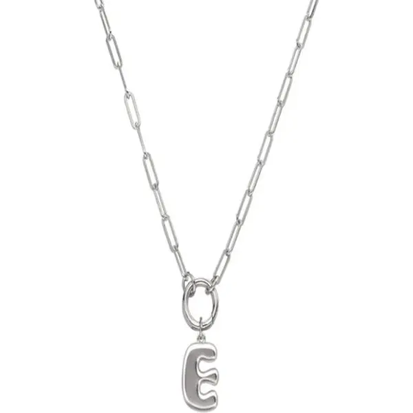 OAK & LUNA Sterling Silver Initial Pendant Necklace - Letter E