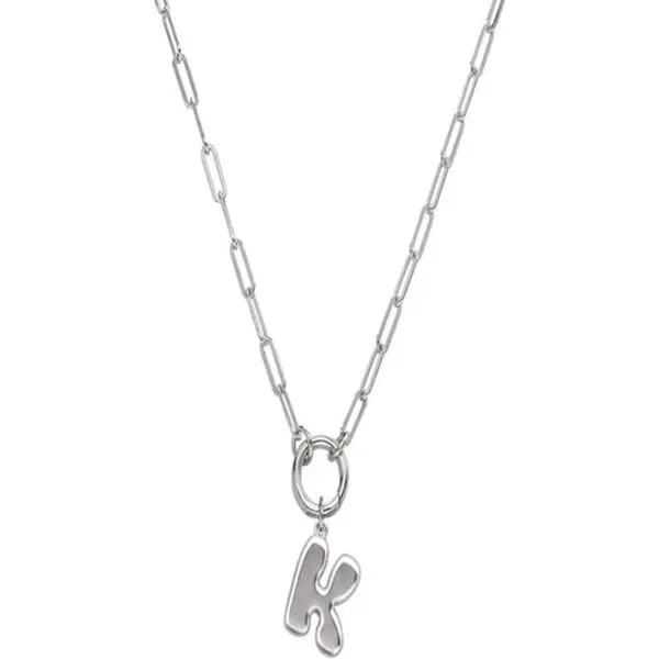 OAK & LUNA Sterling Silver Initial Pendant Necklace - Letter K