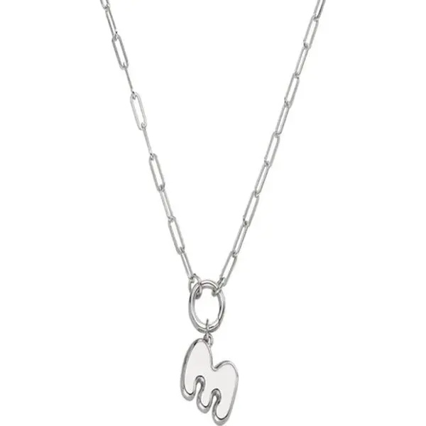 OAK & LUNA Sterling Silver Initial Pendant Necklace - Letter M