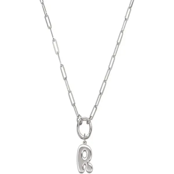 OAK & LUNA Sterling Silver Initial Pendant Necklace - Letter R
