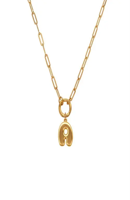 OAK & LUNA Bubble Up Initial Vermeil Necklace - Letter A
