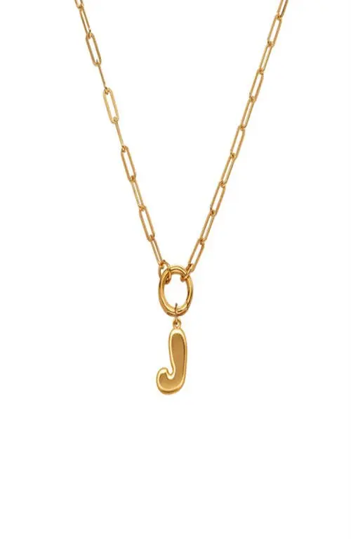 OAK & LUNA Bubble Up Initial Vermeil Necklace - Letter J