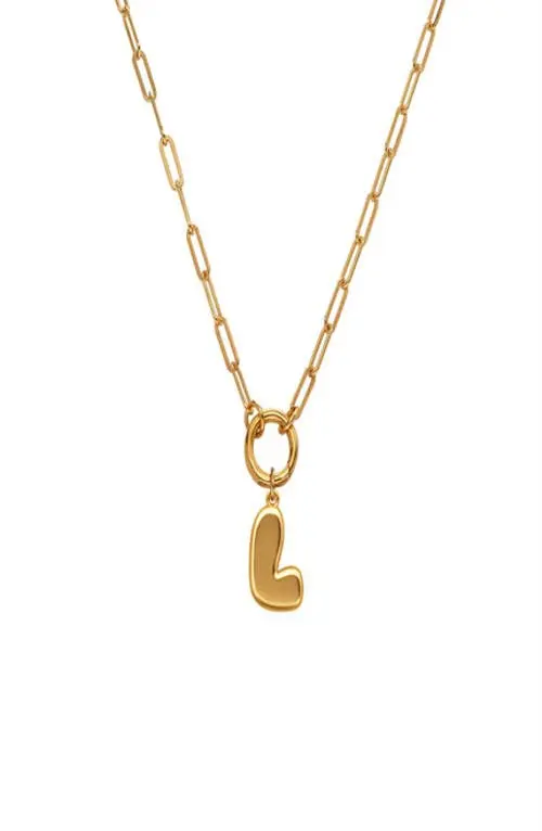 OAK & LUNA Bubble Up Initial Necklace- Gold Vermeil - Letter L