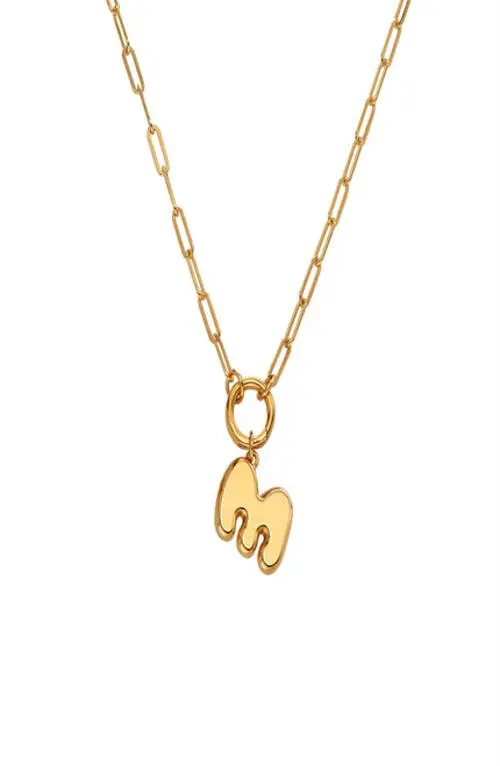 OAK & LUNA Bubble Up Initial Vermeil Necklace - Letter M