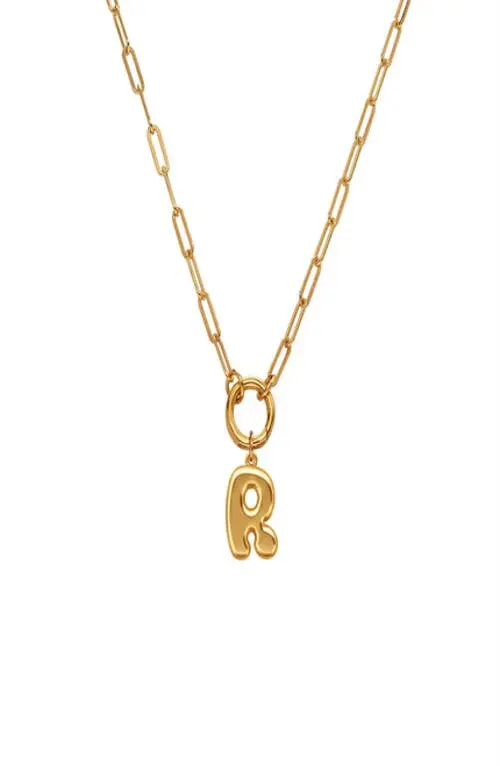 OAK & LUNA Bubble Up Initial Vermeil Necklace - Letter R