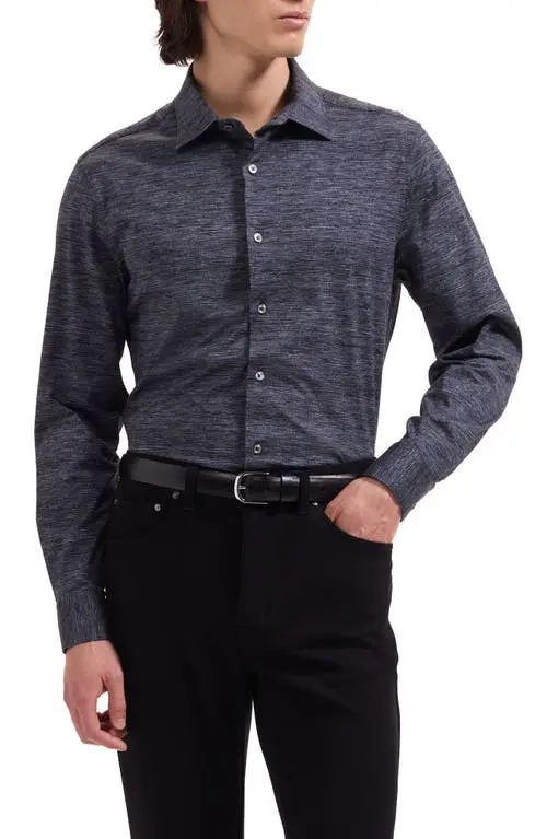 Bugatchi James Ooohcotton® Space Dye Button-up Shirt - Black