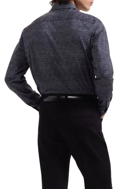 Bugatchi James Ooohcotton® Space Dye Button-up Shirt - Black
