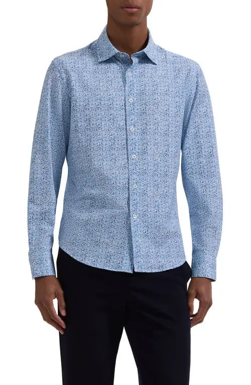 Bugatchi James Ooohcotton® Watercolor Floral Twill Button-up Shirt - Classic Blue