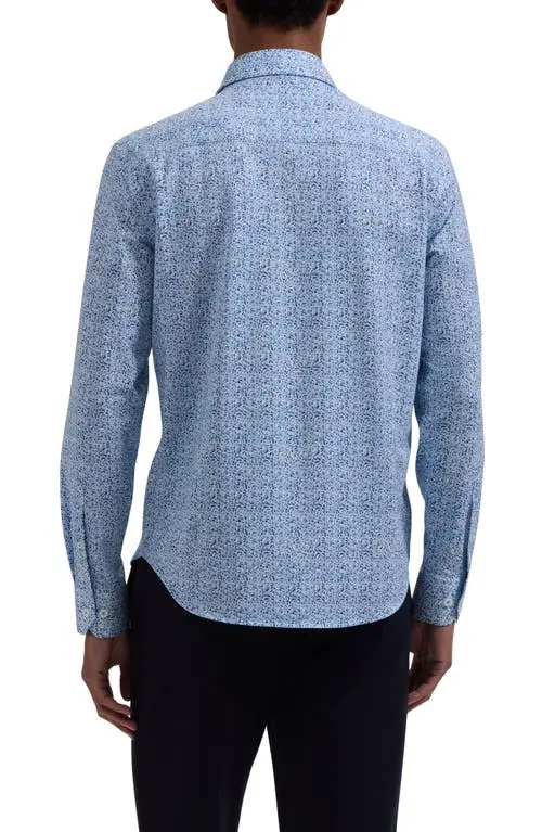 Bugatchi James Ooohcotton® Watercolor Floral Twill Button-up Shirt - Classic Blue