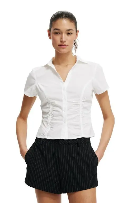 COTTON ON Maya Rouched Shirt - White