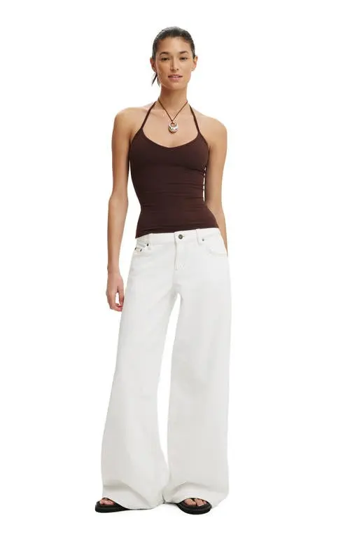 COTTON ON Hold Me Tie Halter - Dark Oak