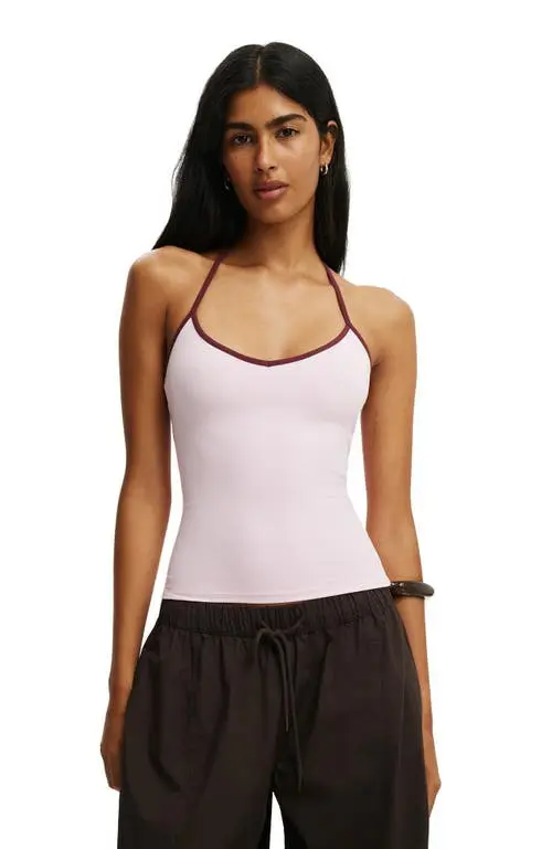 COTTON ON Hold Me Tie Halter - Light Pink Sour Cherry Bind