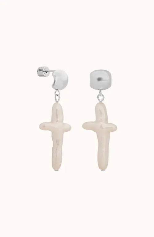 JOIANA JEWELRY Colette Cross Pearl Earrings - Stud/white Silver