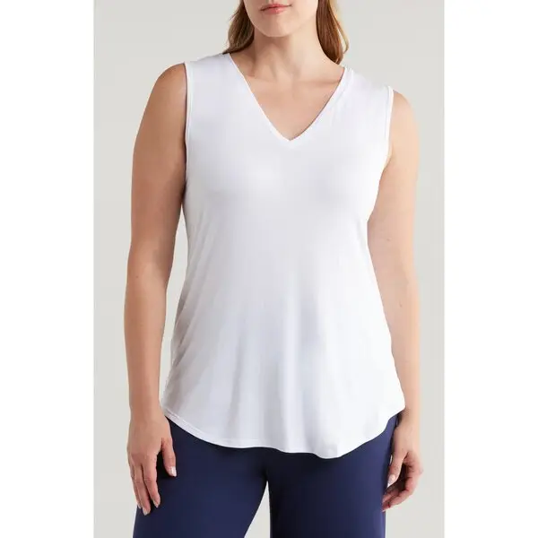 24SEVEN COMFORT APPAREL V-neck Jersey Tank - White