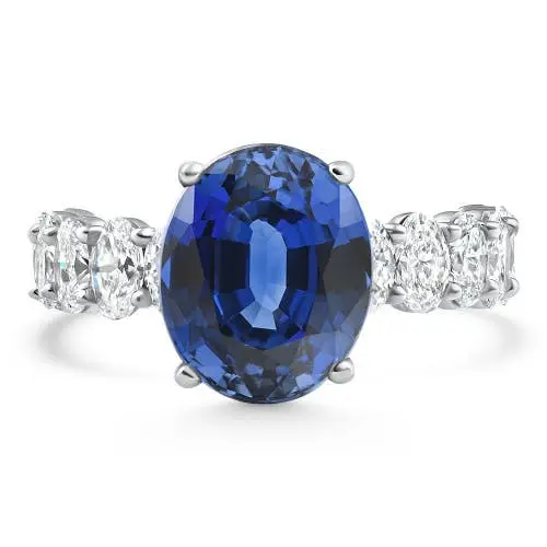 BLISS DIAMOND 1/2ct Oval Sapphire And Diamond Engagement Ring - 14k White Gold