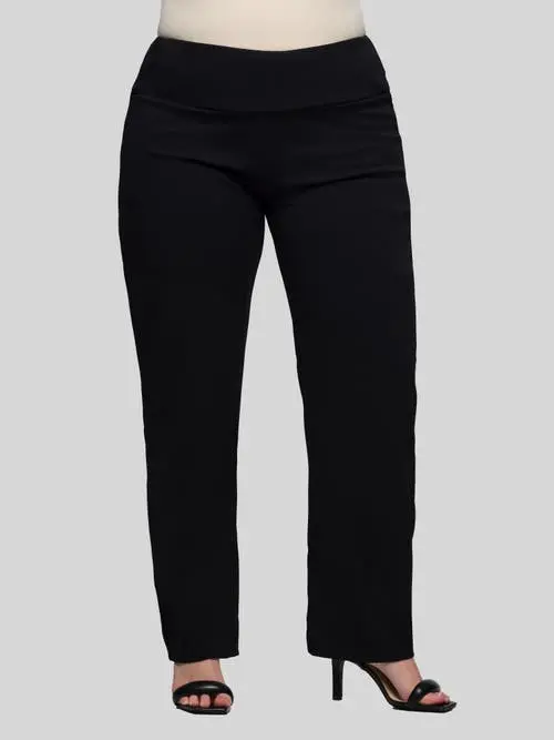 24SEVEN COMFORT APPAREL Stretch High-waist Dress Pants - Black