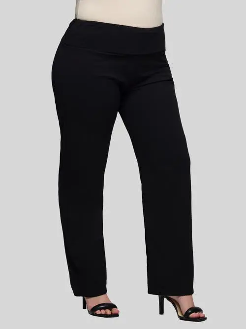 24SEVEN COMFORT APPAREL Stretch High-waist Dress Pants - Black