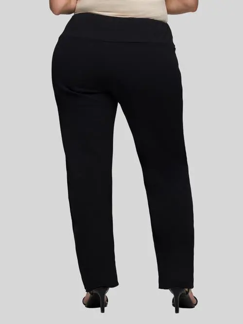 24SEVEN COMFORT APPAREL Stretch High-waist Dress Pants - Black