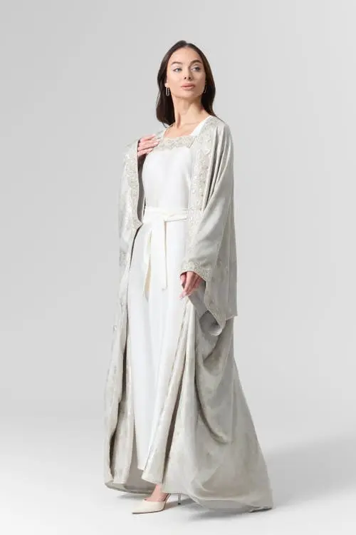 LE FAFO Luna Metallic Silk Abaya Set