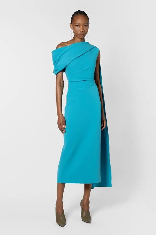 ROKSANDA Maite One Shoulder Midi Dress - Azure