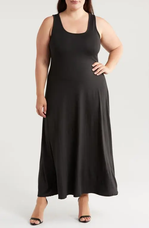 24SEVEN COMFORT APPAREL Sleeveless Scoop Neck Maxi Dress - Black