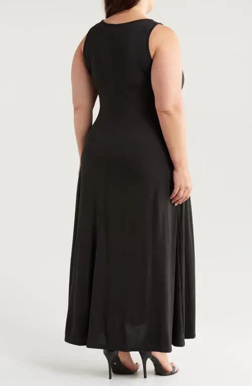 24SEVEN COMFORT APPAREL Sleeveless Scoop Neck Maxi Dress - Black