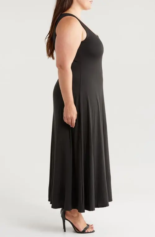 24SEVEN COMFORT APPAREL Sleeveless Scoop Neck Maxi Dress - Black