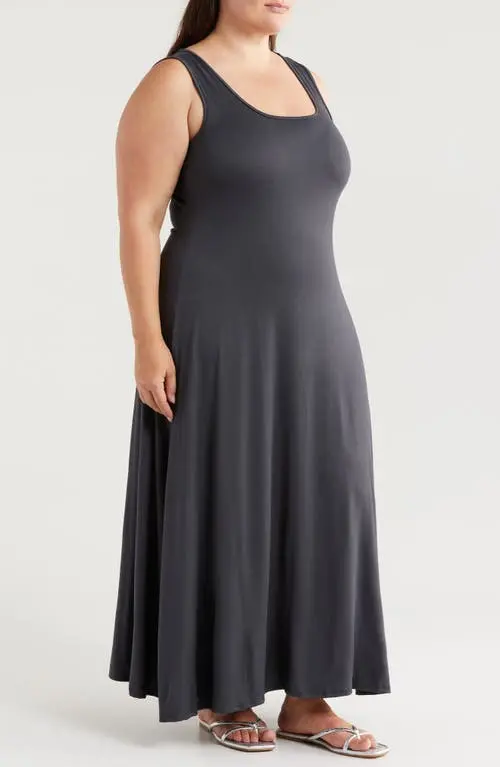 24SEVEN COMFORT APPAREL Sleeveless Scoop Neck Maxi Dress - Grey