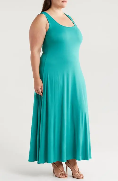 24SEVEN COMFORT APPAREL Sleeveless Scoop Neck Maxi Dress - Jade