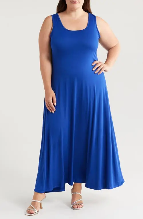 24SEVEN COMFORT APPAREL Sleeveless Scoop Neck Maxi Dress - Lapis