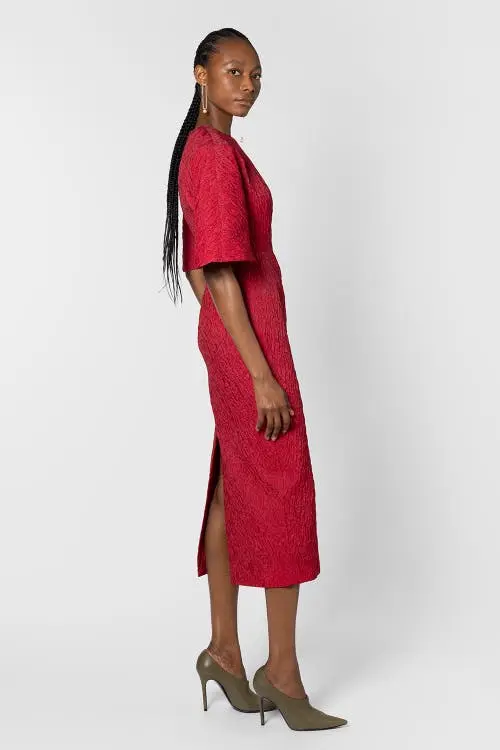 ROKSANDA Falah Cloqué Textured Midi Dress - Bennett Red