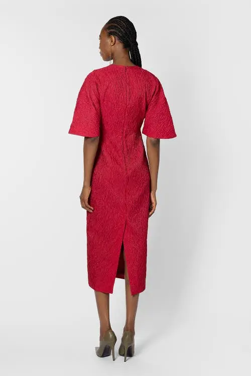 ROKSANDA Falah Cloqué Textured Midi Dress - Bennett Red