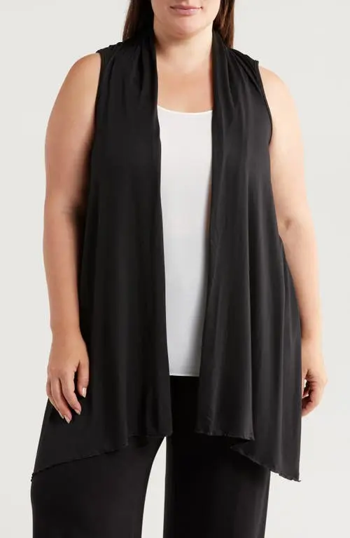 24SEVEN COMFORT APPAREL Open Front Stretch Vest - Black