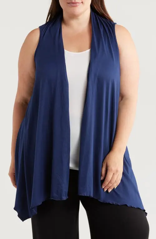 24SEVEN COMFORT APPAREL Open Front Stretch Vest - Navy