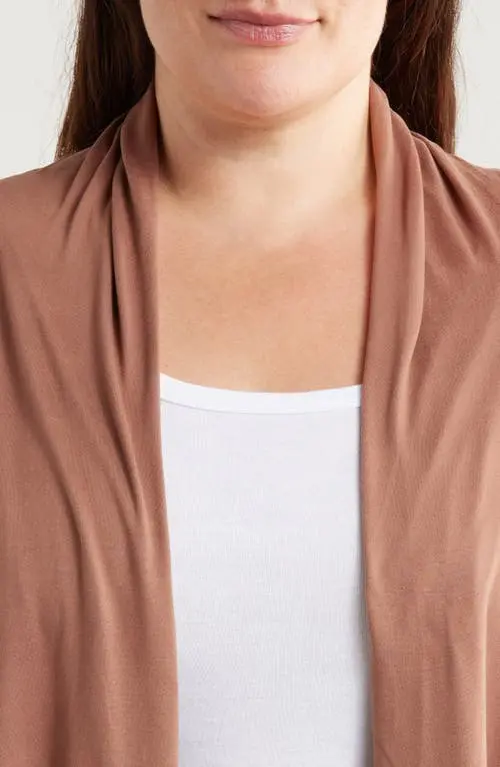 24SEVEN COMFORT APPAREL Open Front Stretch Vest - Nude