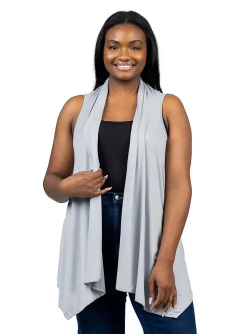 24SEVEN COMFORT APPAREL Open Front Stretch Vest - Slate