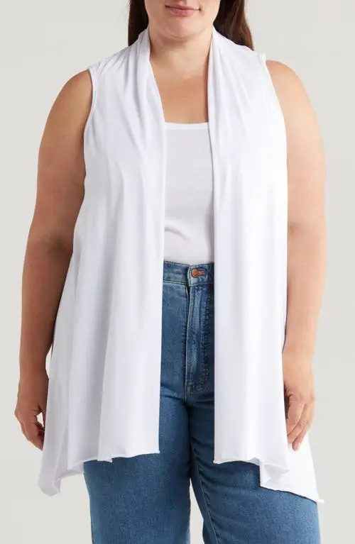 24SEVEN COMFORT APPAREL Open Front Stretch Vest - White