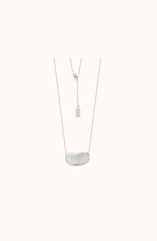 JOIANA JEWELRY Jumbo Bean Pendant Necklace - White Silver